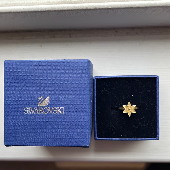 Swarovski | Jewelry | Nwt Swarovski Gold Star Ring Size 5 With Small ...
